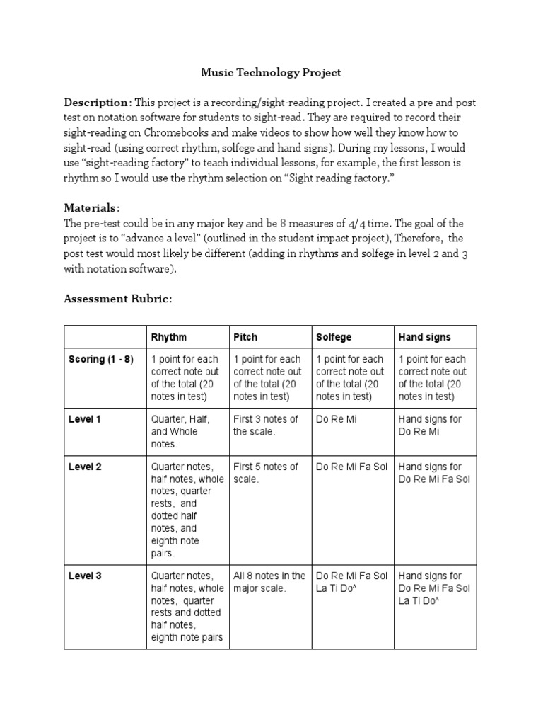 Music Sight-Reading Project Guide | PDF | Language Arts & Discipline