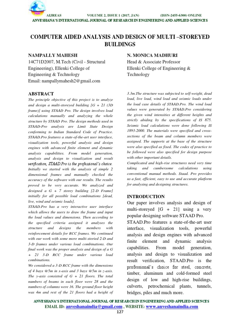 Computer Aided Analysis and Design of Multi Storeyed Buildings PDF | PDF | Structural Analysis ...