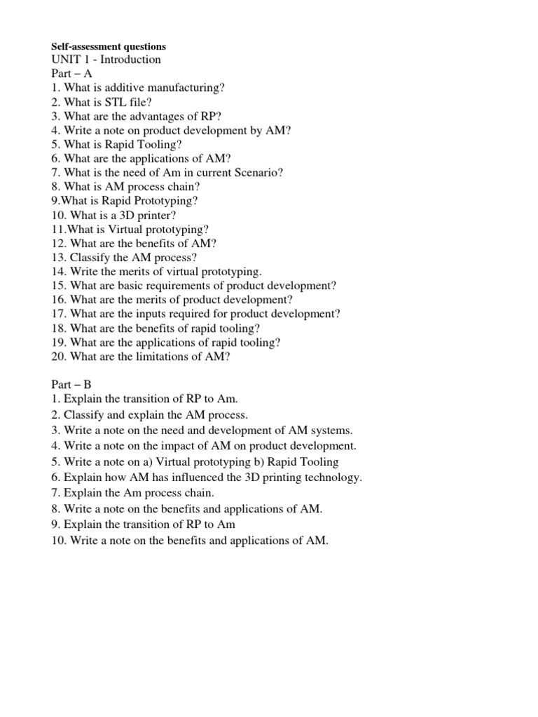 Self Assesment Questions - Unit 1 | PDF | Computers