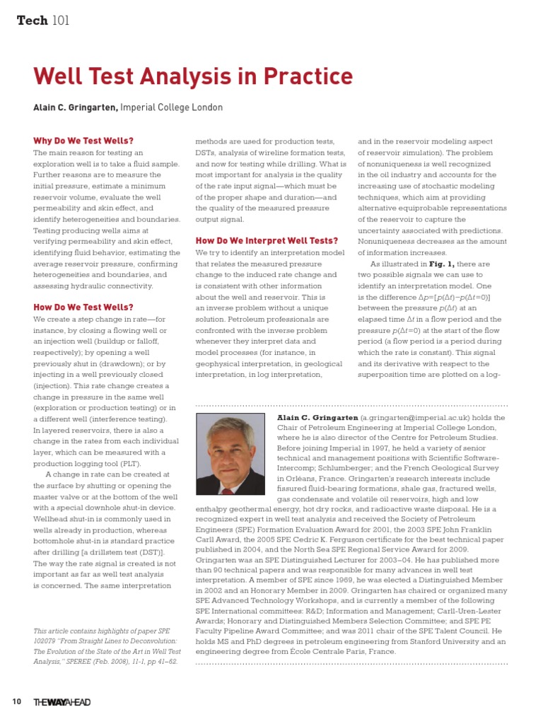 Well Test Analysis in Practice: Alain C. Gringarten, Imperial College ...