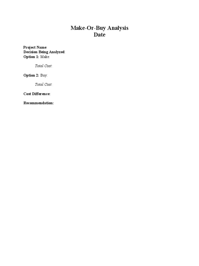 Make-Or-Buy Analysis Report Template | PDF