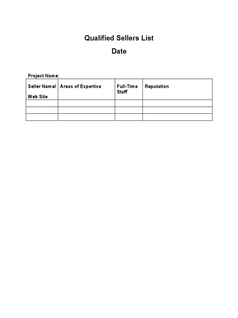 Qualified Sellers List Overview | PDF