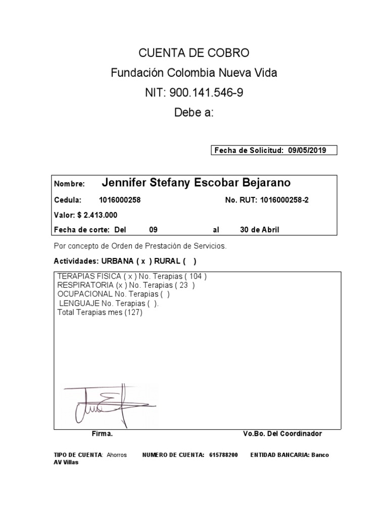 Formato Cuenta Cobro Ops | PDF