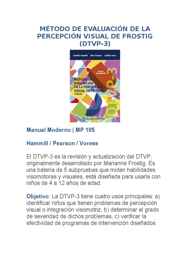 Método de Evaluación de La Percepción Visual de Frostig | PDF