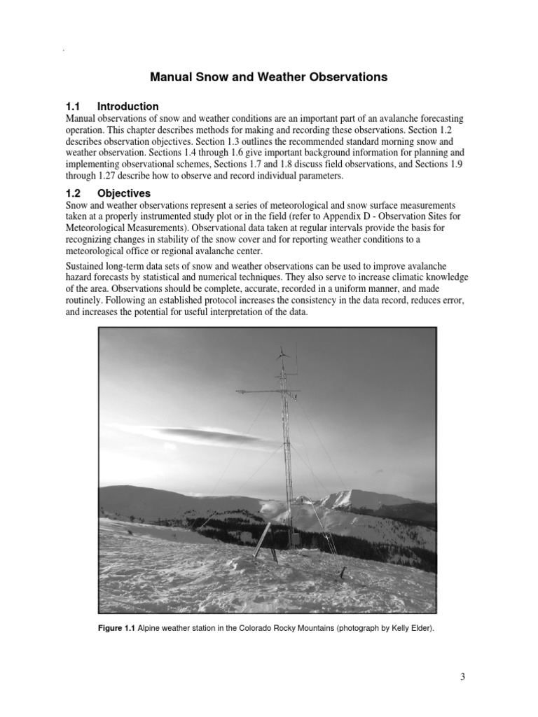 Manual Snow and Weather Observations | PDF | Snow | Density