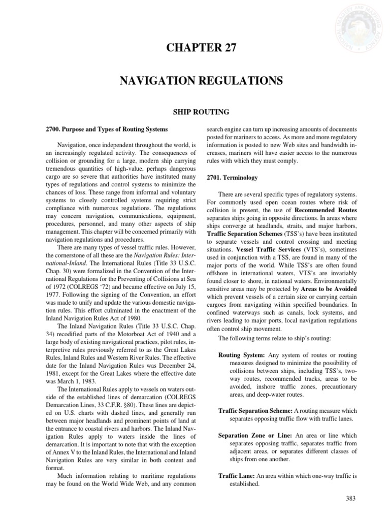 Ship Routing: National-Inland. The International Rules (Title 33 U.S.C ...