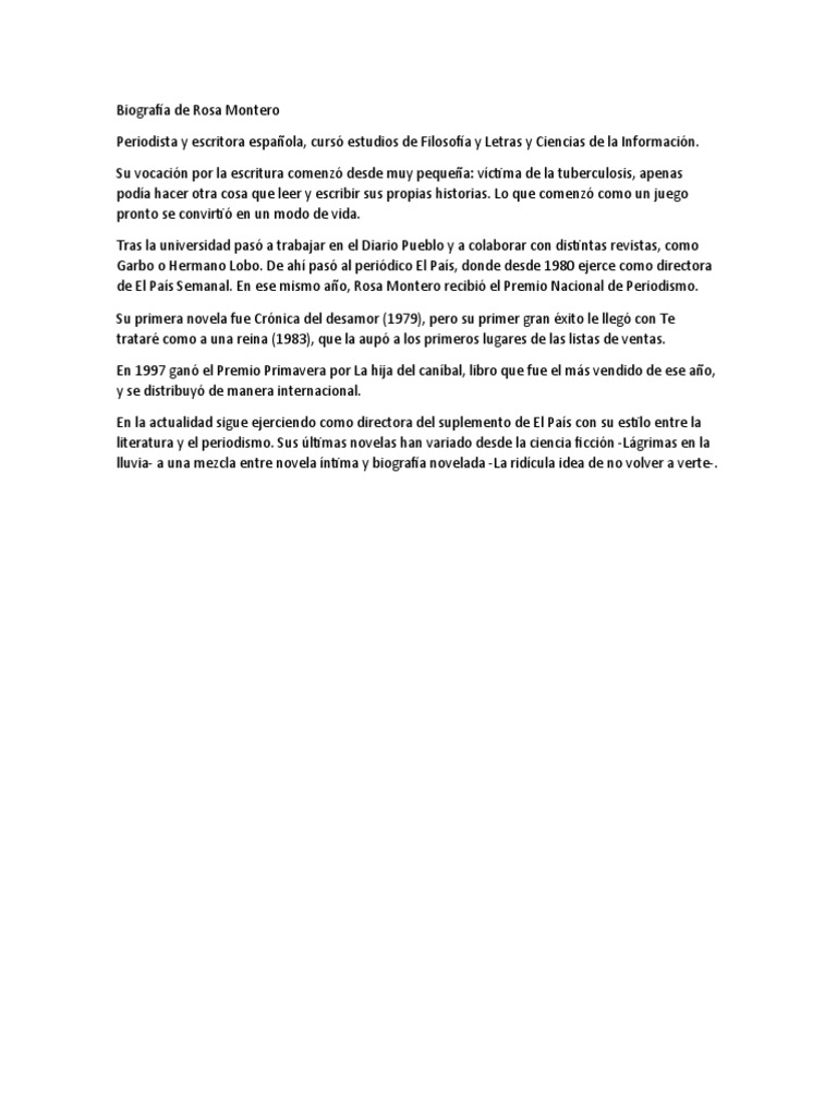 Biografía de Rosa Montero | PDF