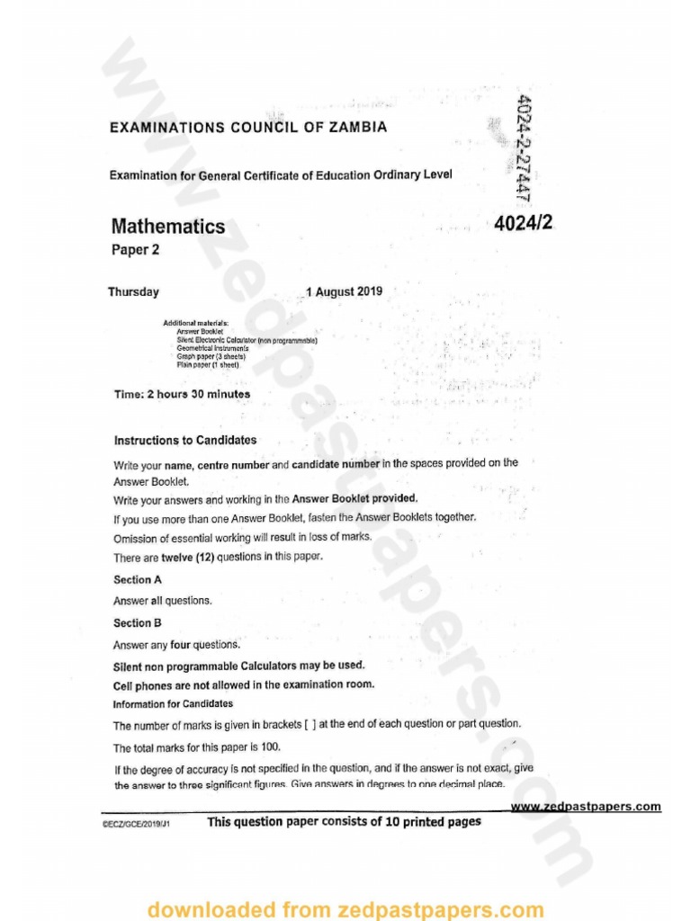 g12 Maths p2 2019 | PDF