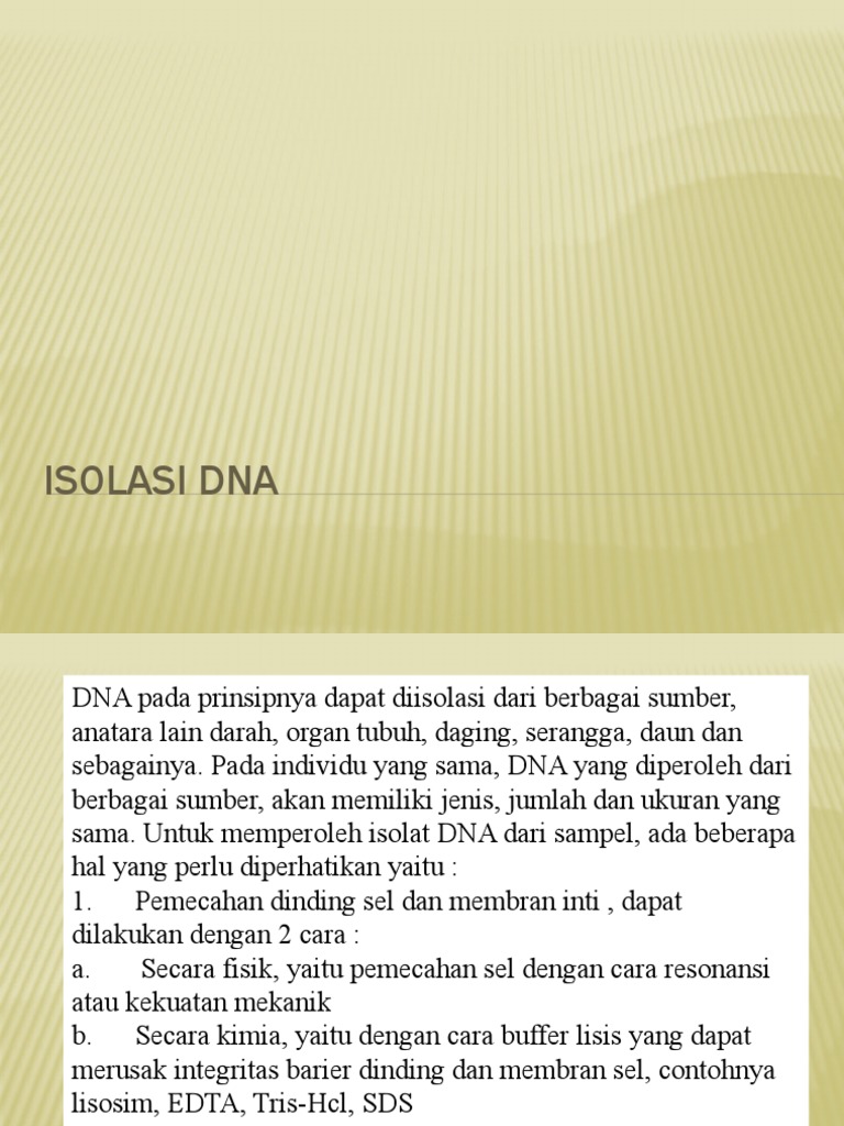 Metode Isolasi DNA dari Berbagai Sumber | PDF | Memasak, Makanan ...
