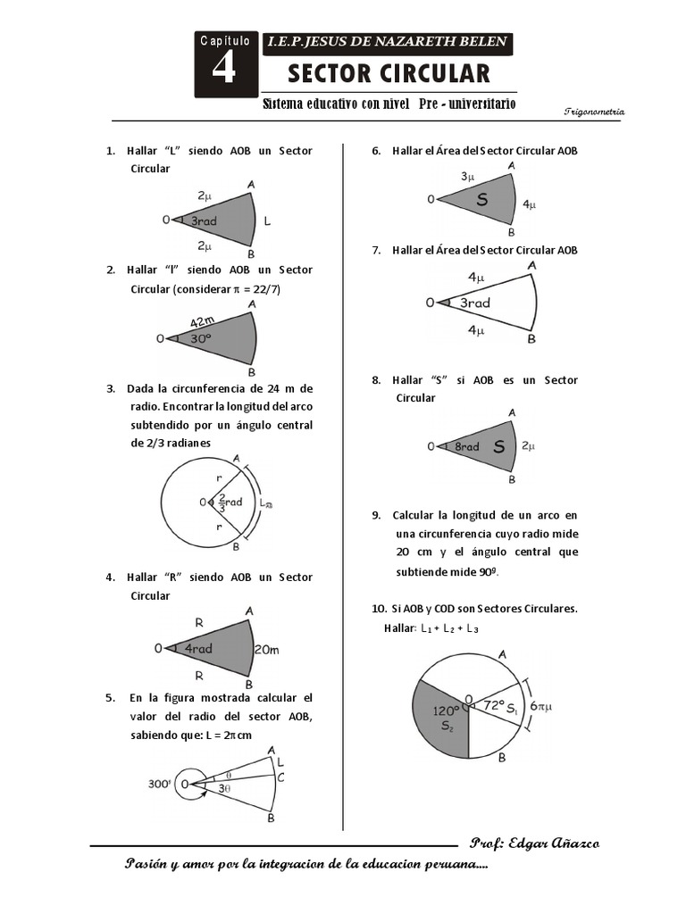 4 Sector Circular I PDF | PDF | Geometría euclidiana | Formas geométricas