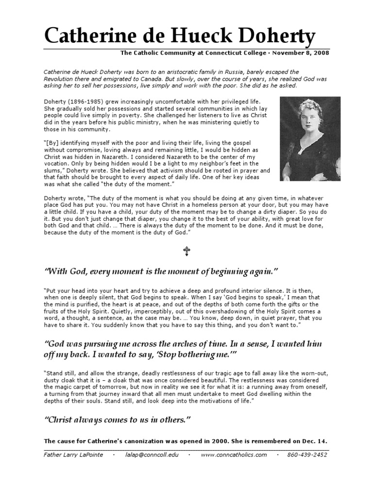 Catherine de Hueck Doherty: "With God, Every Moment Is The Moment of ...