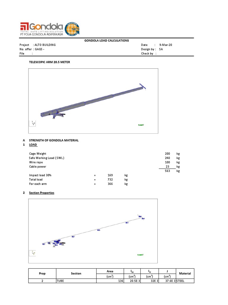 Gondola Load Calculations: Yy ZZ | PDF | Beam (Structure) | Applied And ...