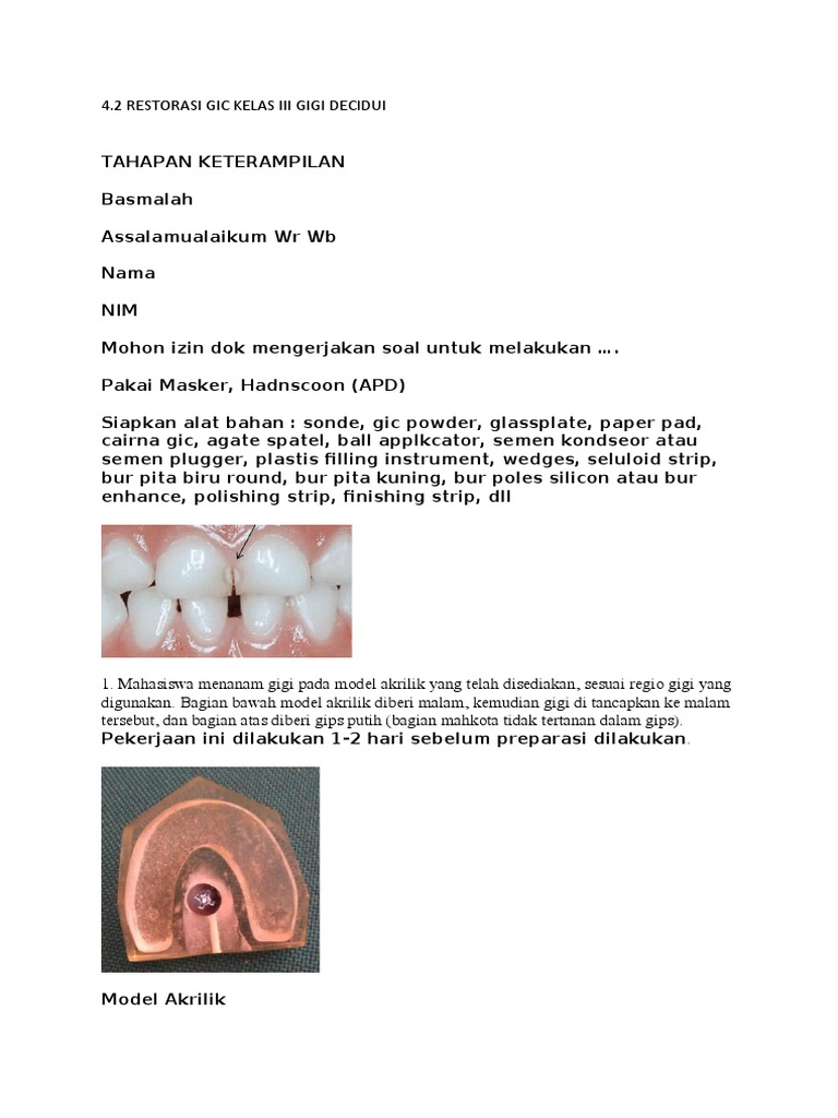 Restorasi GIC Klas III | PDF