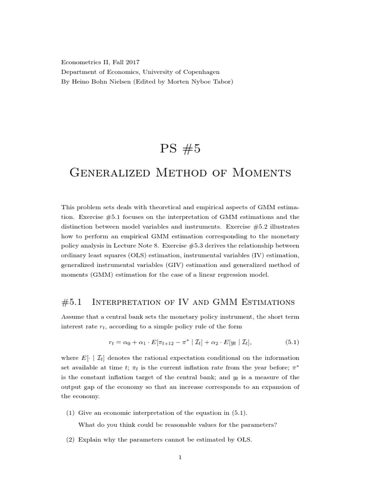 Problem Set 5 | PDF | Ordinary Least Squares | Regression Analysis