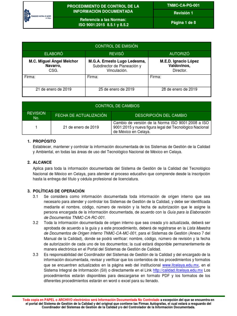 Procedimiento para Control de Documentos | PDF | Sistema de manejo de ...