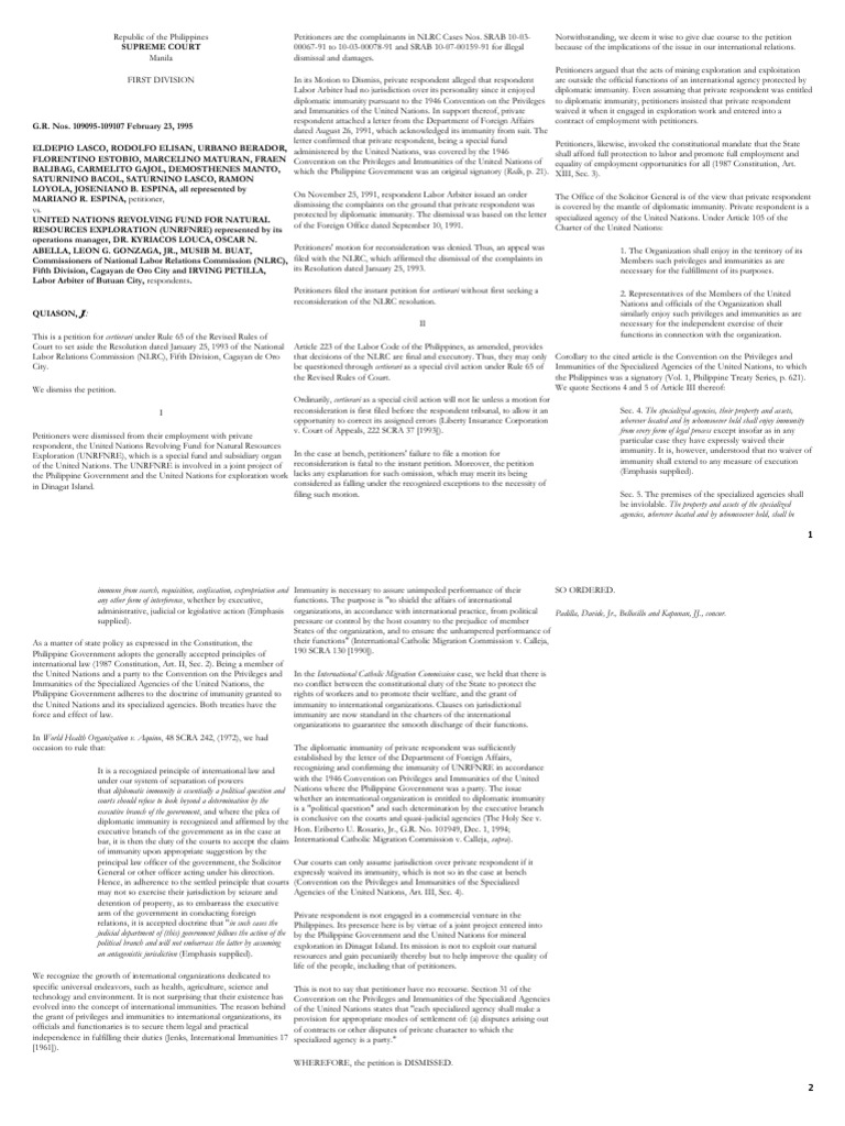 State Immunity (A-C) Cases | PDF | Standing (Law) | Sovereign Immunity