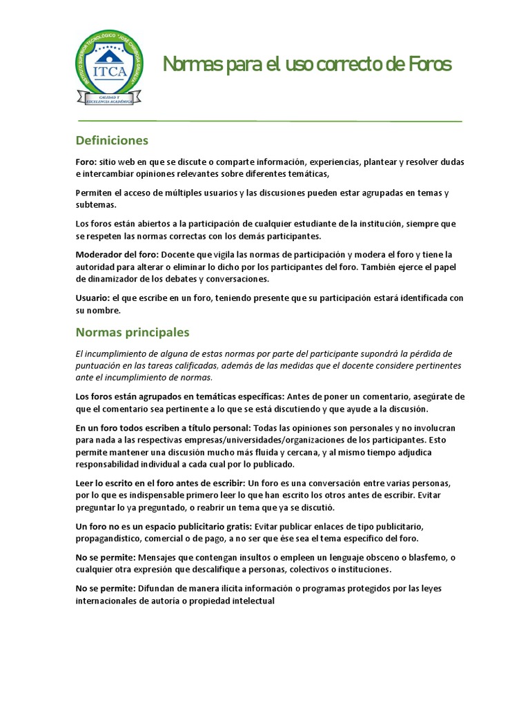Normas Foro PDF | PDF | Foro de Internet | Comunicación