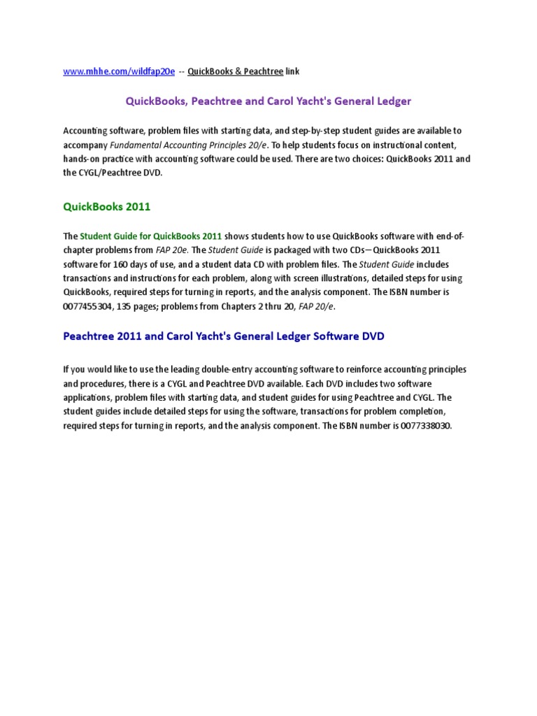 Quickbooks, Peachtree and Carol Yacht'S General Ledger | PDF