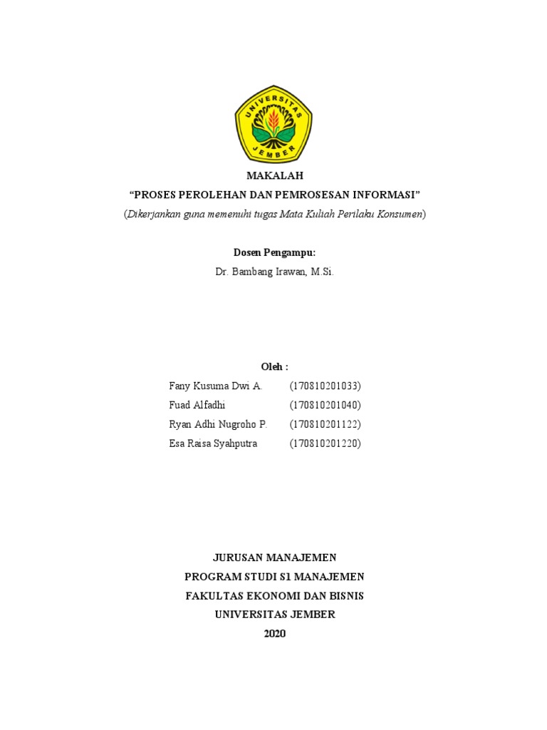 Proses Perolehan Dan Pemrosesan Informasi (Utama) | PDF | Bisnis