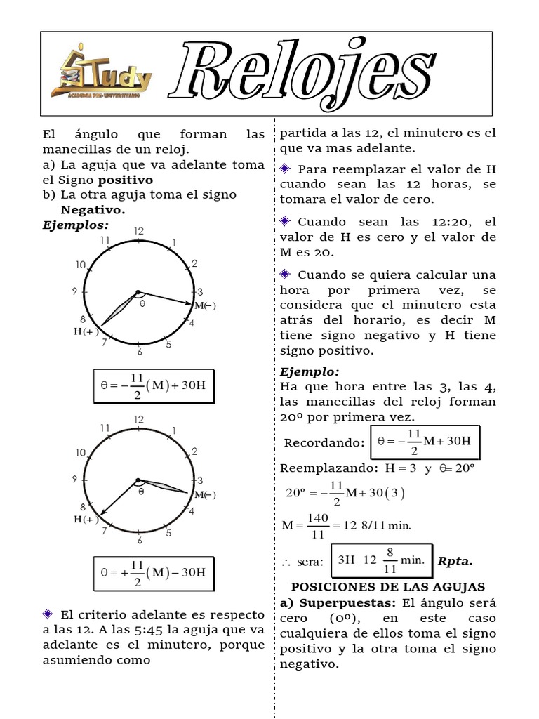 Razonamiento Matemático Elías Cotos Nolasco | Hora | Reloj