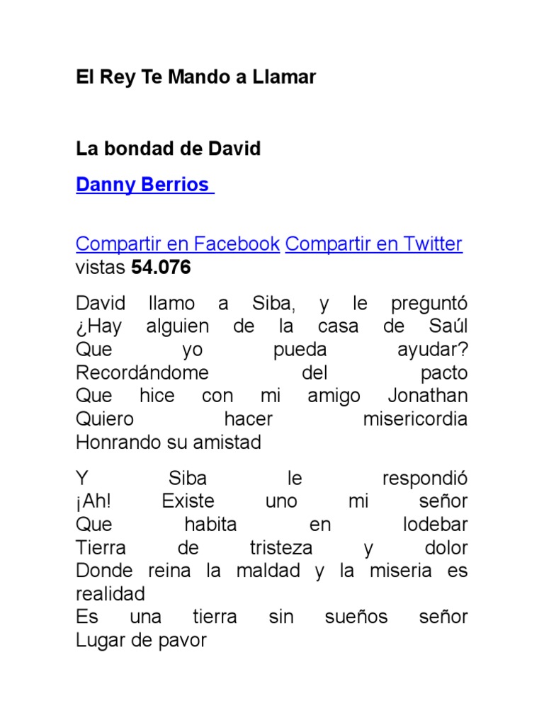 El Rey Te Mando A Llamar | PDF | David | Saulo