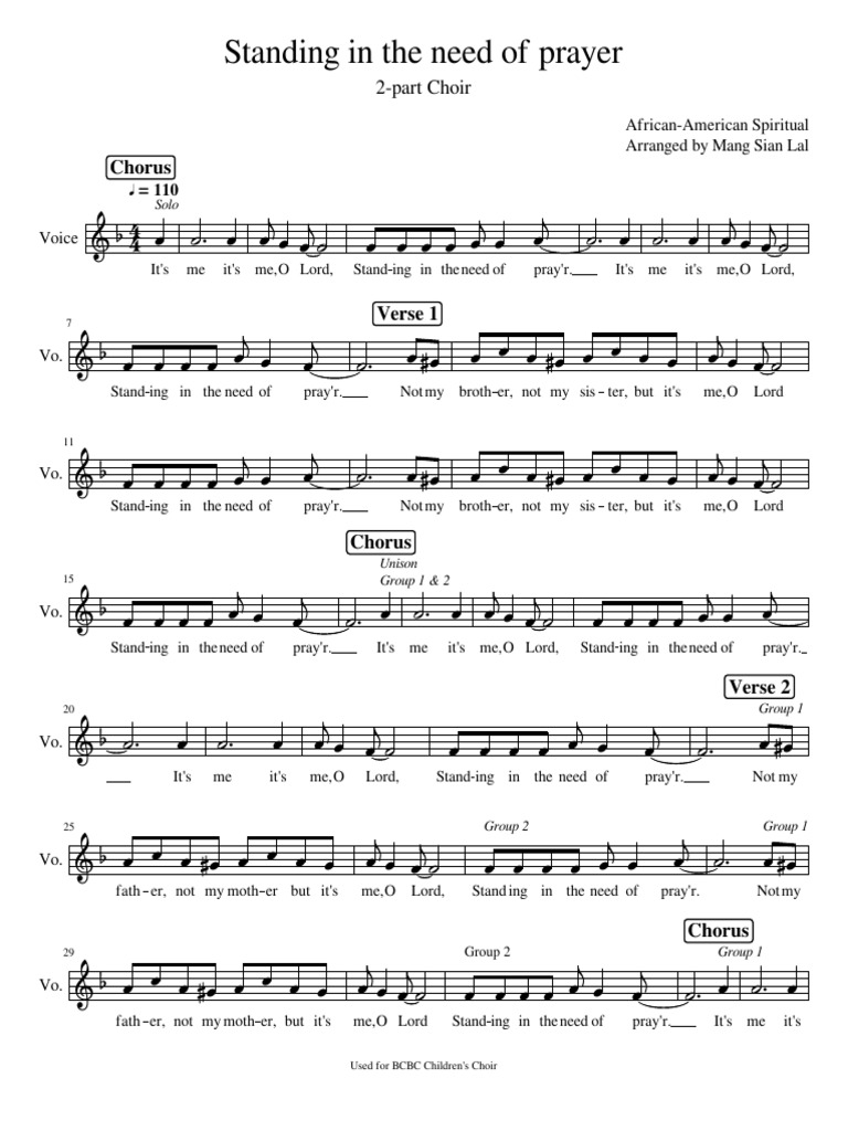 Standing in The Need of Prayer: Chorus | PDF | Music Organizations ...