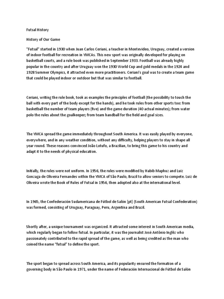 Futsal: Origins and Historical Development | PDF | Association Football ...