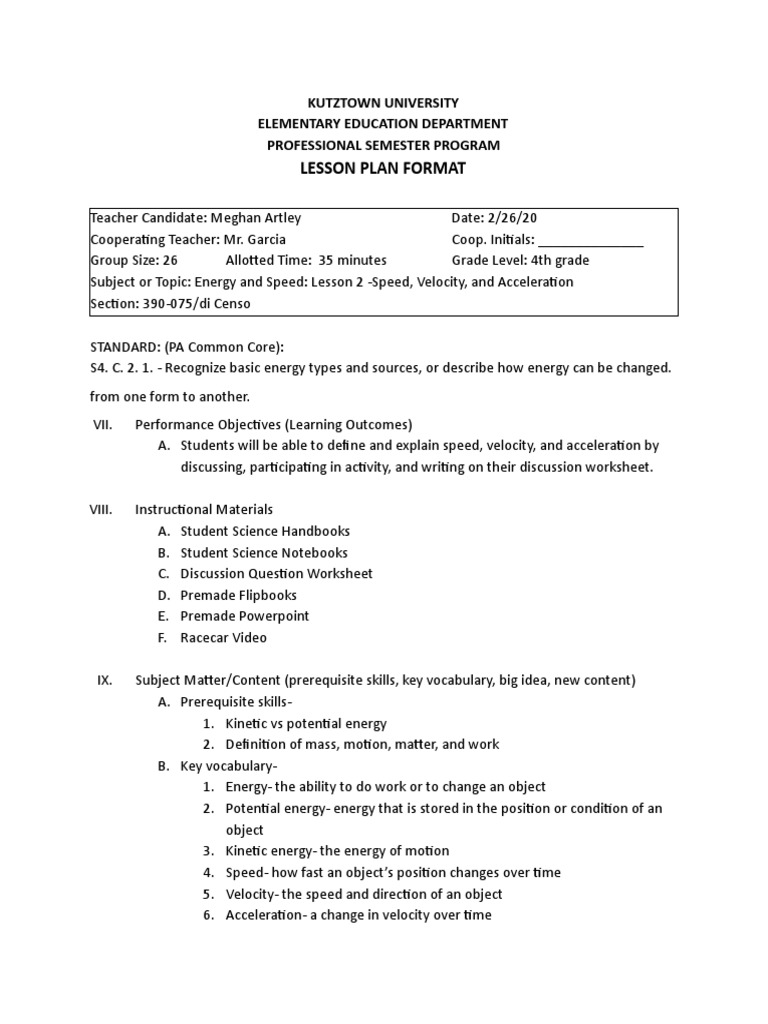Lesson 2 Science | PDF | Speed | Teaching