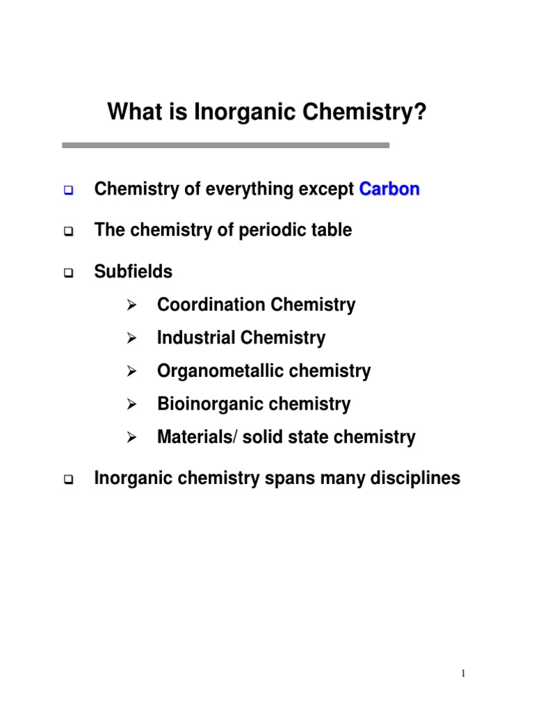 Introduction To Inorganic Chemistry - Part 1 | PDF | Inorganic ...