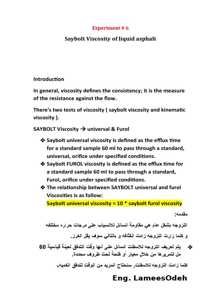 Saybolt Viscosity | PDF | Viscosity | Liquids
