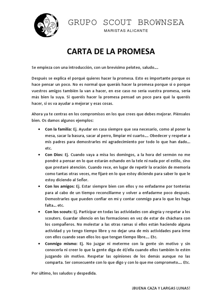 Carta Promesa Scout | PDF | Exploración