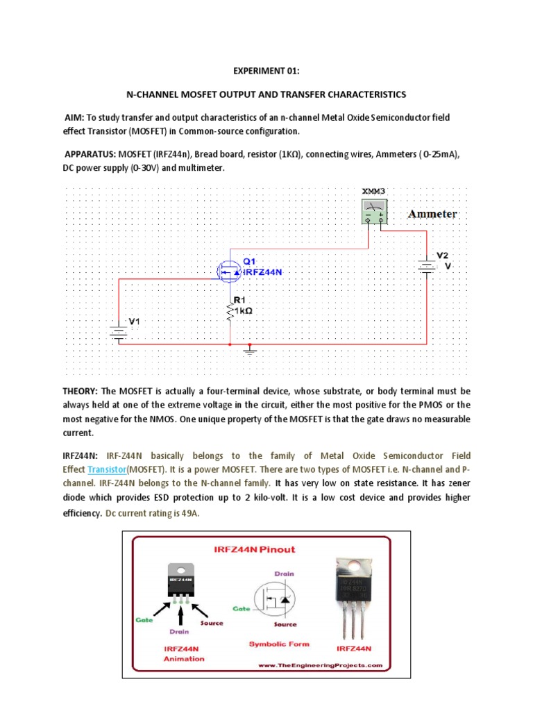 Experiment 01 - Aes Lab | PDF | Mosfet | Field Effect Transistor