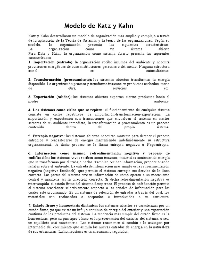Modelo de Katz y Kahn | PDF | Sistema | Realimentación