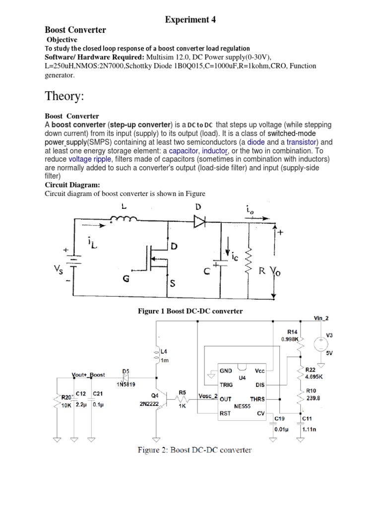 Theory:: Experiment 4 Boost Converter | PDF | Electric Power | Power ...