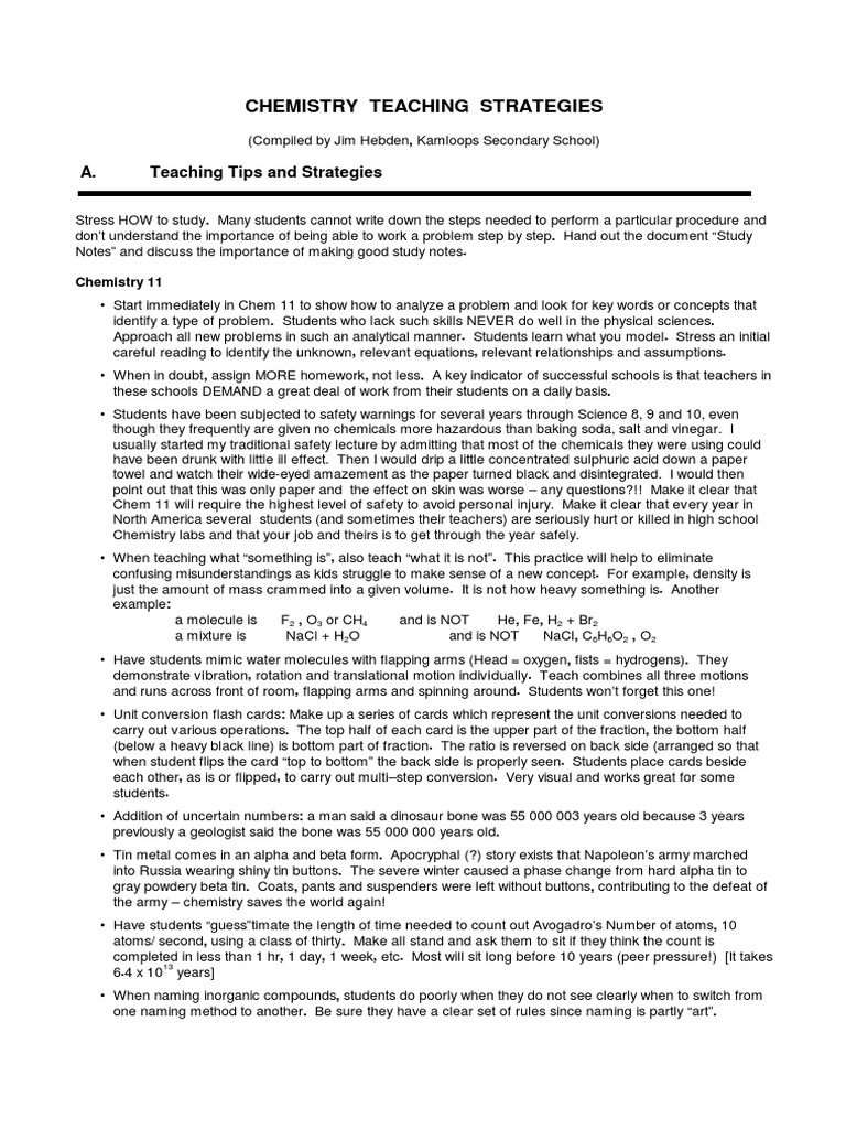Chem Teaching Strategies | PDF | Chemical Equilibrium | Solubility