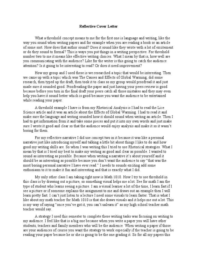 Reflective Cover Letter English 1010 | PDF | Narrative | Rhetoric