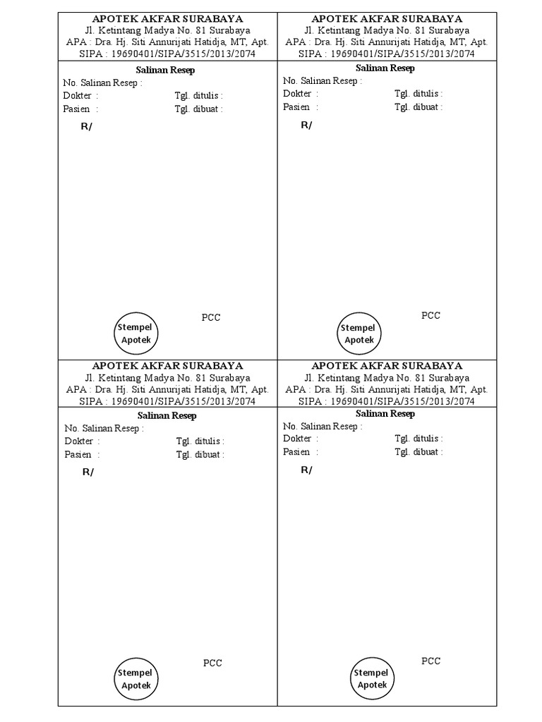 Blangko Resep 2020 | PDF