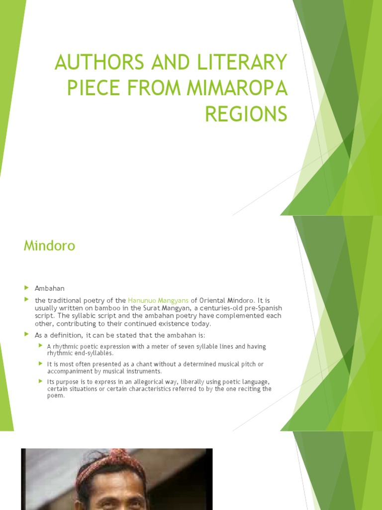 Authors and Literary Piece From Mimaropa Regions | Poetry