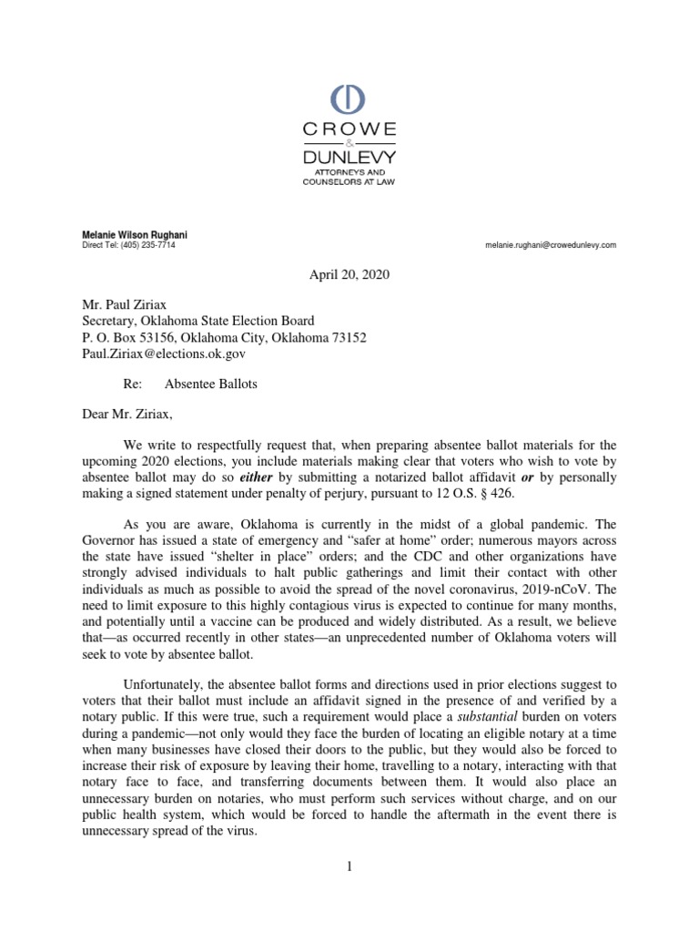 Letter To Election Board | PDF | Notary Public | Affidavit