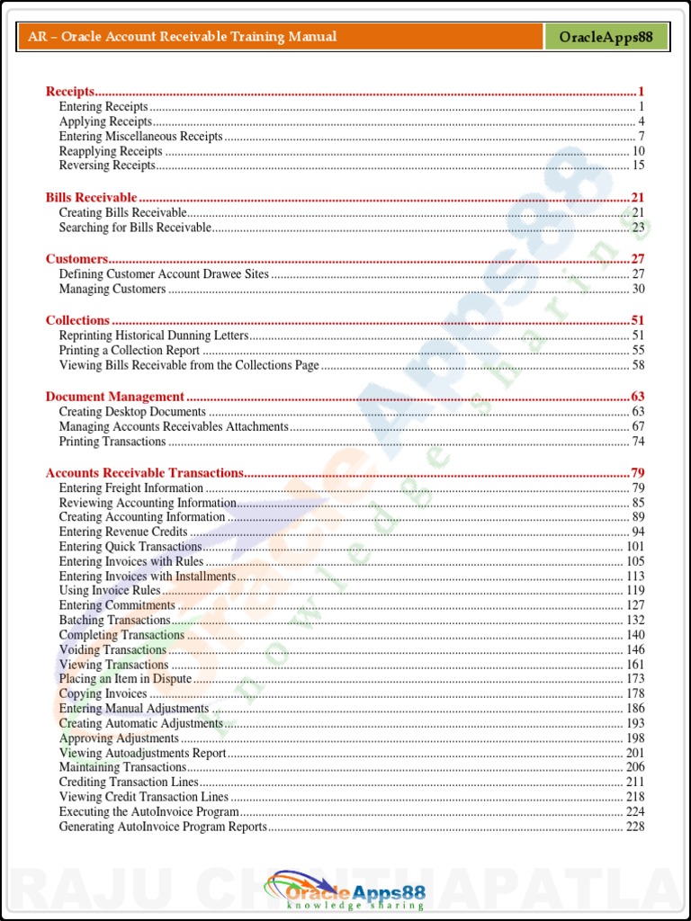 AR - Oracle Account Receivable Training Manual PDF | PDF | Receipt | Financial Transaction
