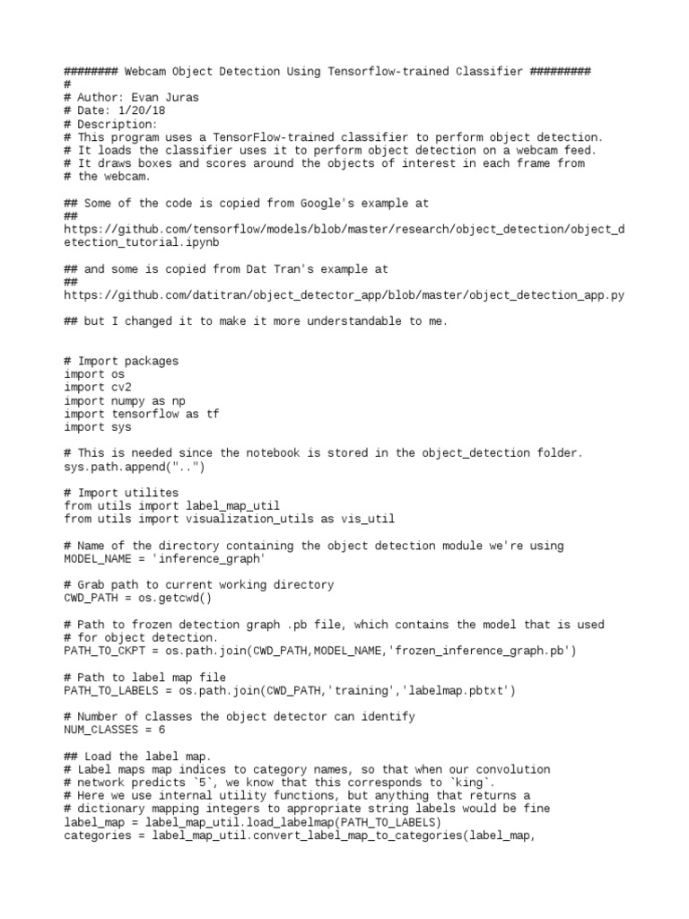 Object Detection Webcam | PDF | Areas Of Computer Science | Computer Programming