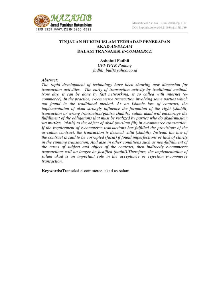 Tinjauan Hukum Islam Terhadap Penerapan Akad As-Sa PDF | PDF | Business