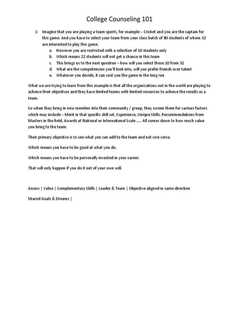 College Counseling 101 | PDF