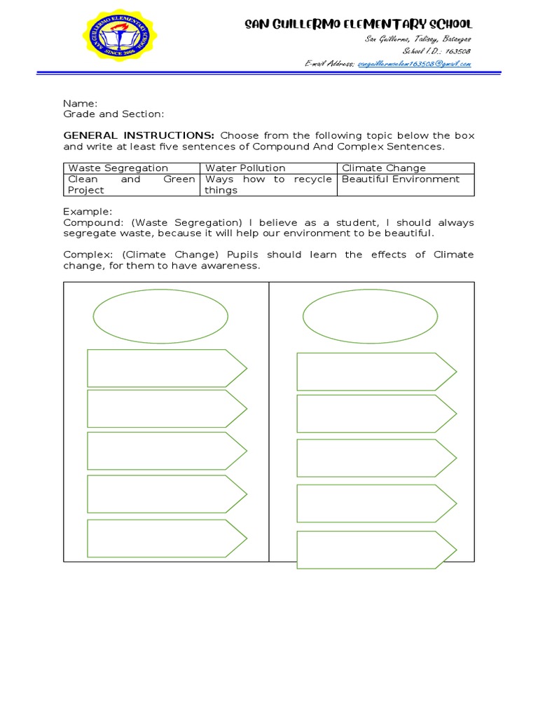 Grade 5 English COMPOUND COMPLEX