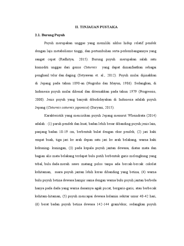 Ii. Tinjauan Pustaka 2.1. Burung Puyuh | PDF | Kesehatan Holistik