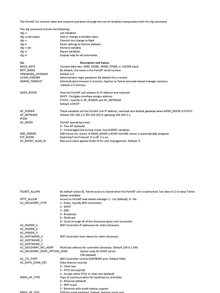 Var Description and Values | PDF | Ip Address | Wi Fi