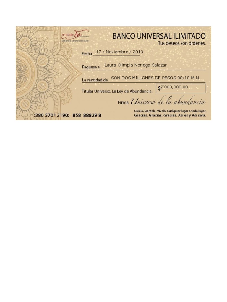 Cheque Mágico de La Abundancia | PDF
