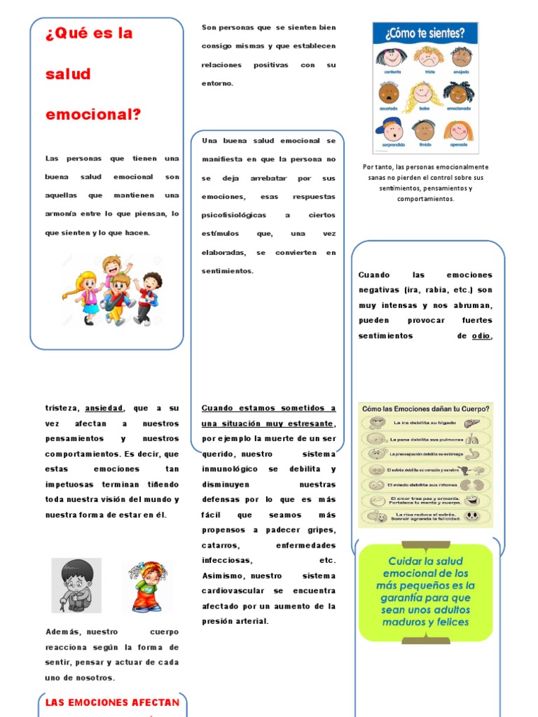 Triptico Salud Emosional | PDF | Las emociones | Ansiedad