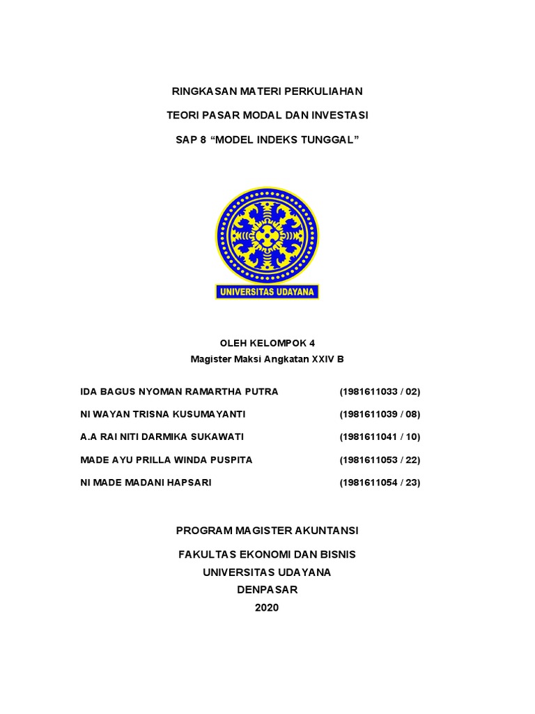Model Indeks Tunggal dalam Investasi | PDF | Metode & Bahan Ajar | Komputer