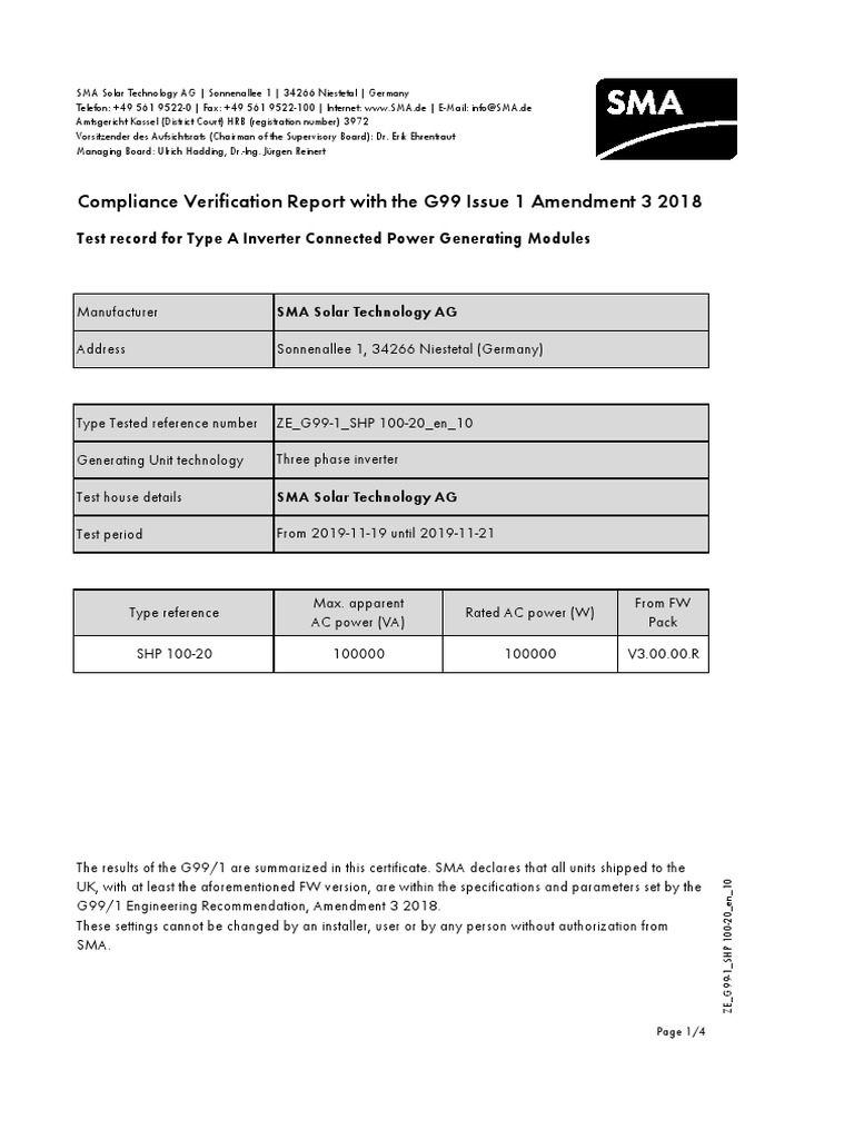 ZE - G99-1 - SHP 100-20 - en - 10 | PDF | Electrical Impedance | Hertz